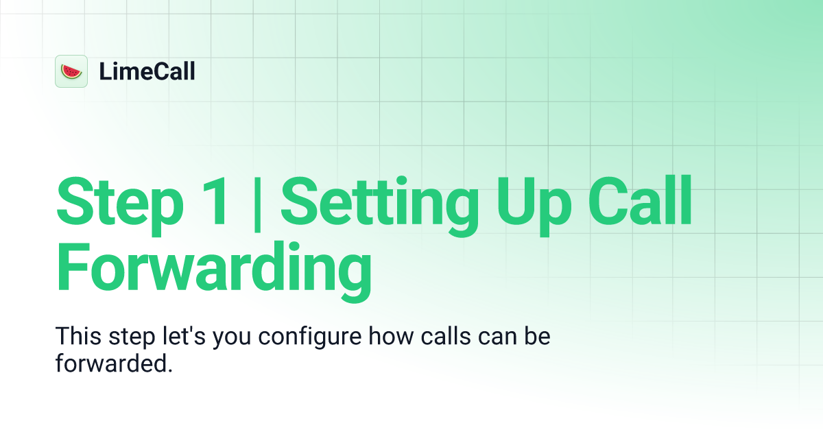 Step 1 | Setting Up Call Forwarding | LimeCall